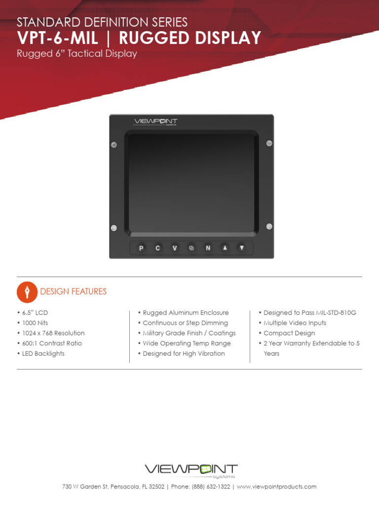 Datasheet_VPT-6-MIL | PDF | Display Resolution | Video
