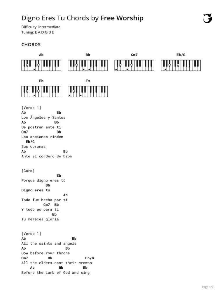 Digno Eres Tu Chords | PDF