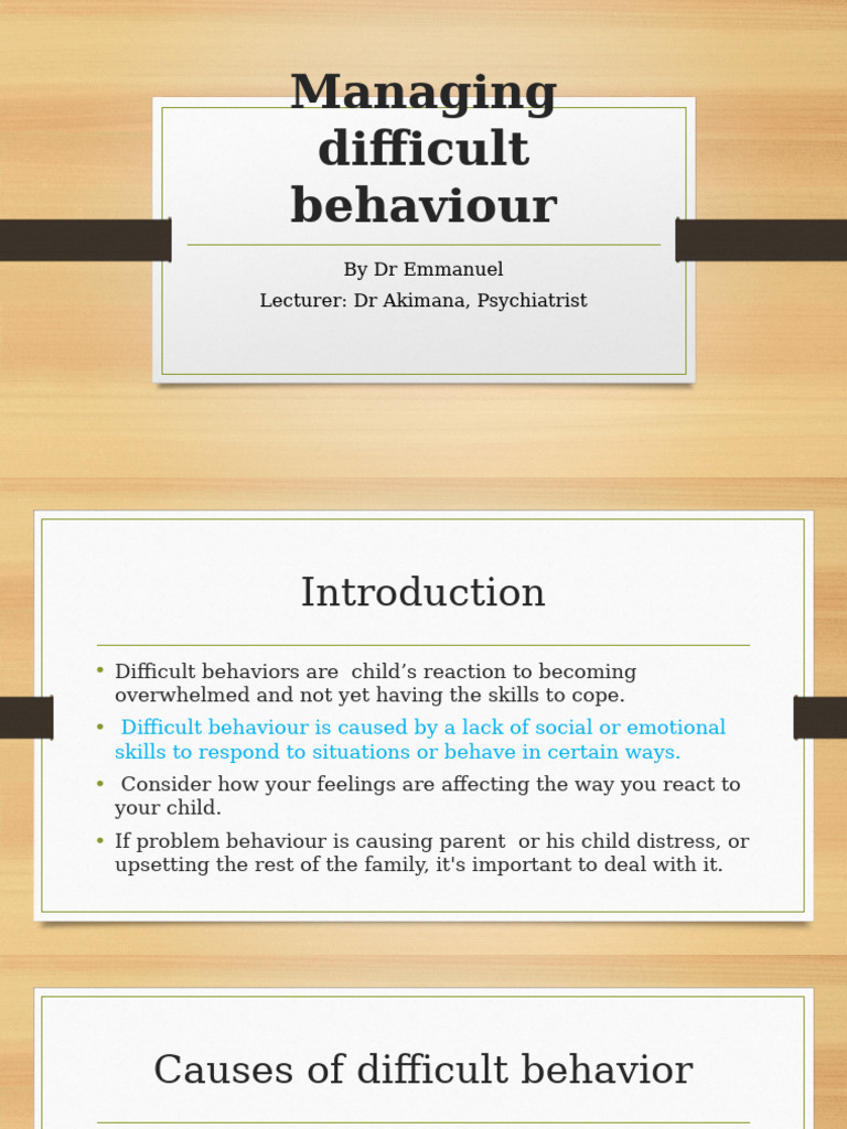 Managing Difficult Behaviour | PDF | Emotional Self Regulation | Behavior