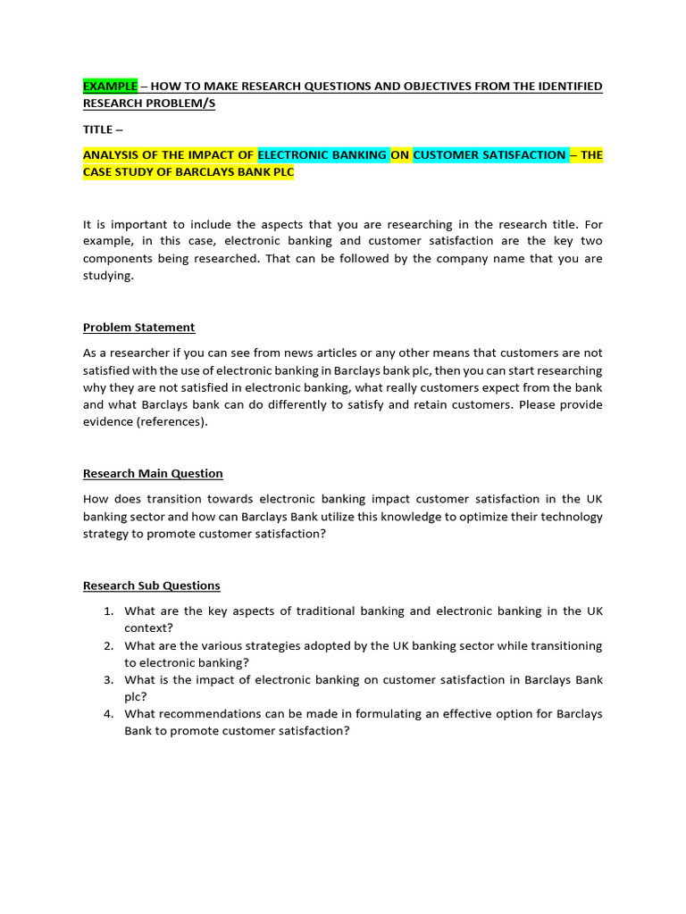 EXAMPLE of Formulating Research Questions and Objectives (2) | PDF ...