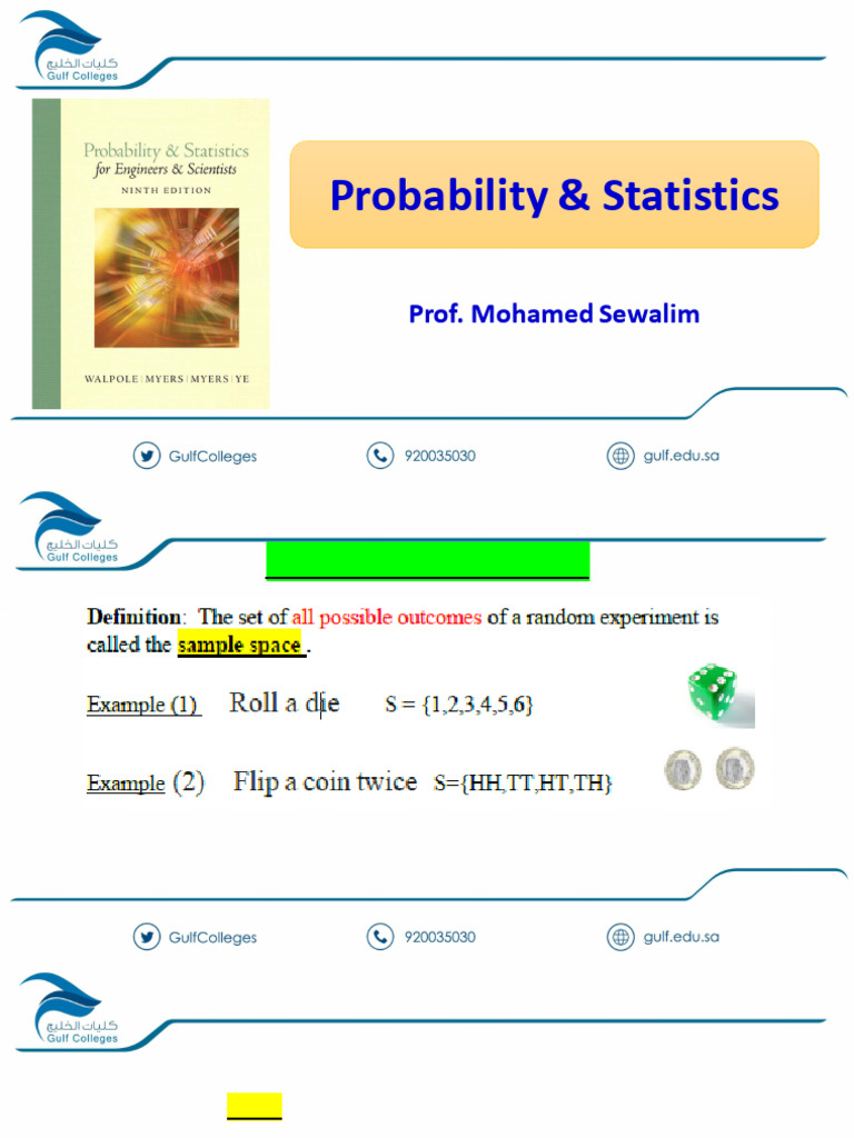 محتوى مقرر Probability and Statistics 5 | PDF | Random Variable | Probability Distribution