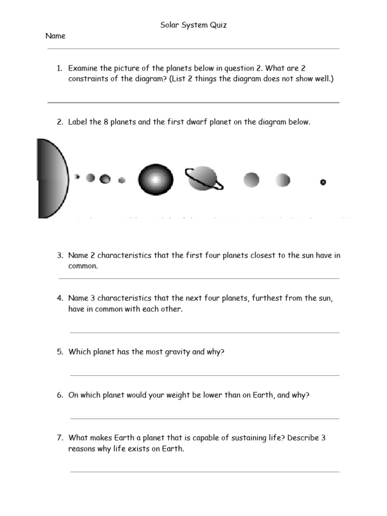 Solar System Quiz #2 | PDF