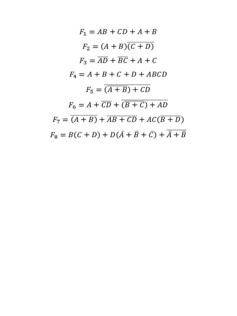Digital Logic Equations | PDF