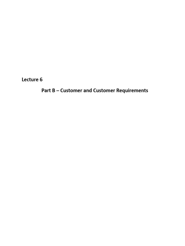 Customer Requirements in Manufacturing | PDF | Customer | Business