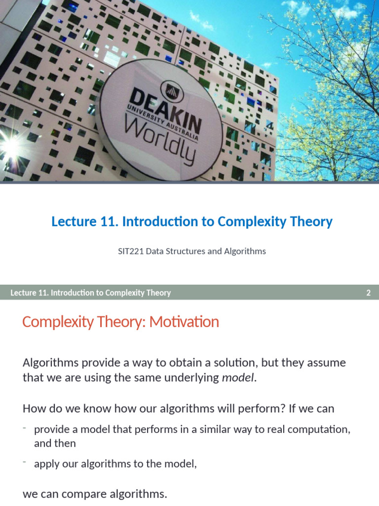 Lecture 11. Introduction to Complexity Theory | PDF | Computational Complexity Theory | Time ...