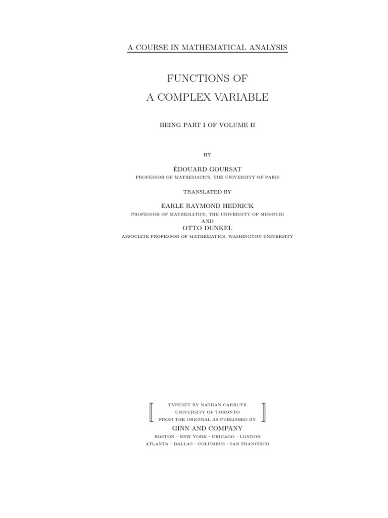 goursat | PDF | Complex Number | Function (Mathematics)