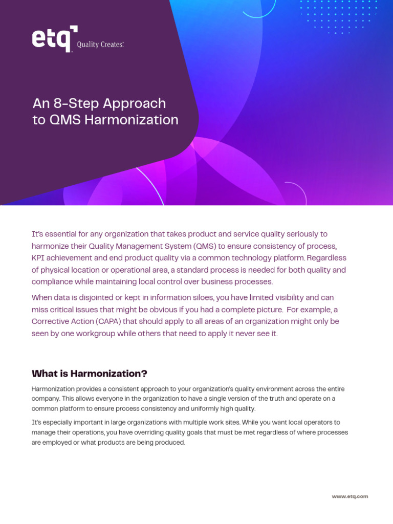 8 Steps to Harmonize Your QMS | PDF | Quality Management System ...