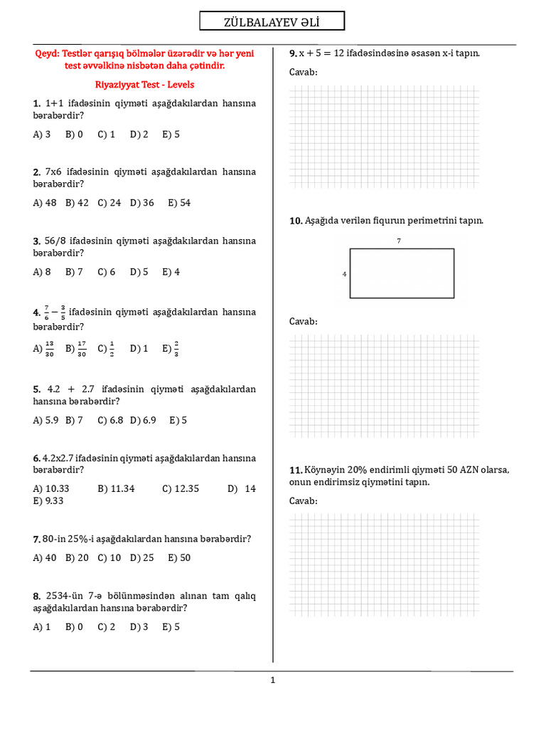 Math Levels | PDF
