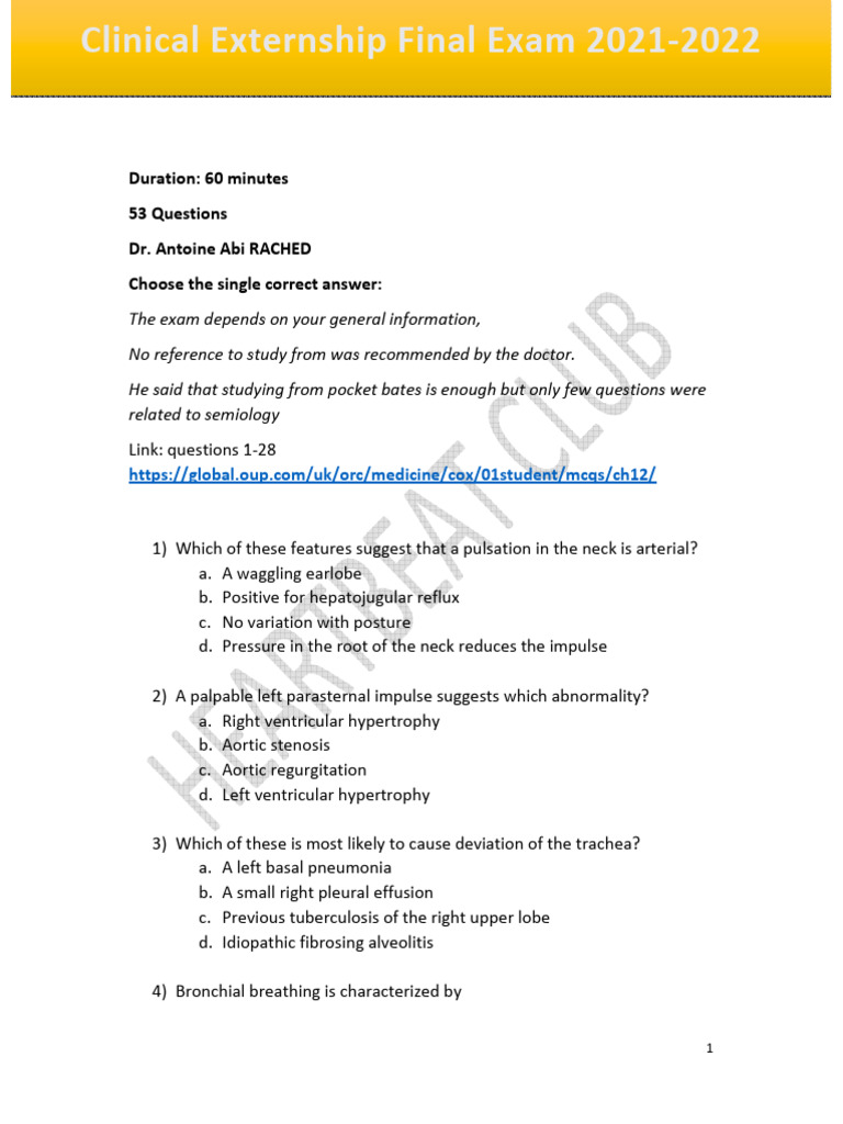 Clinical Externship Final Exam 2021-2023 | PDF | Rectum | Hemorrhoid