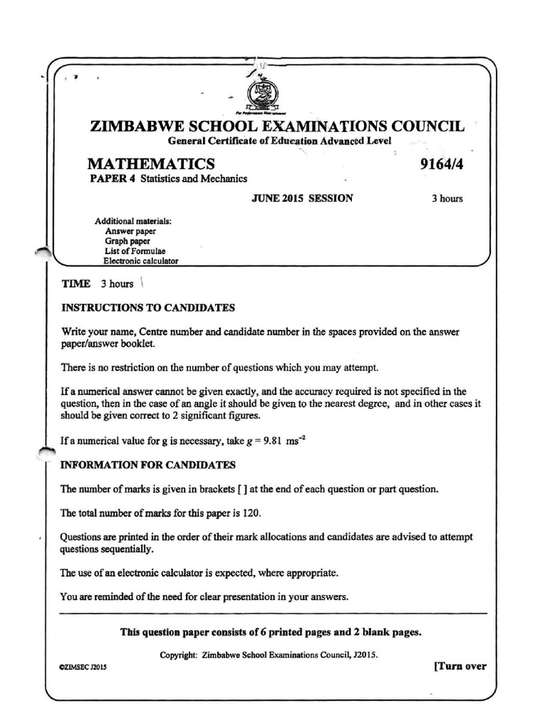 A-Levels Mathematics 2015 | PDF