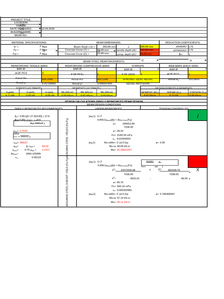 Beam Design For b1 at Maximum Actual Load | PDF | Beam (Structure ...