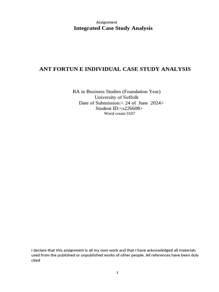 Assignment Integrated Case Study Analysis | PDF | Risk | Risk Management