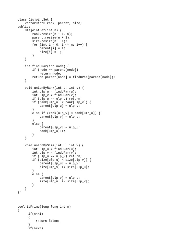 Disjoint Set Snippet | PDF | Computer Science | Computer Programming