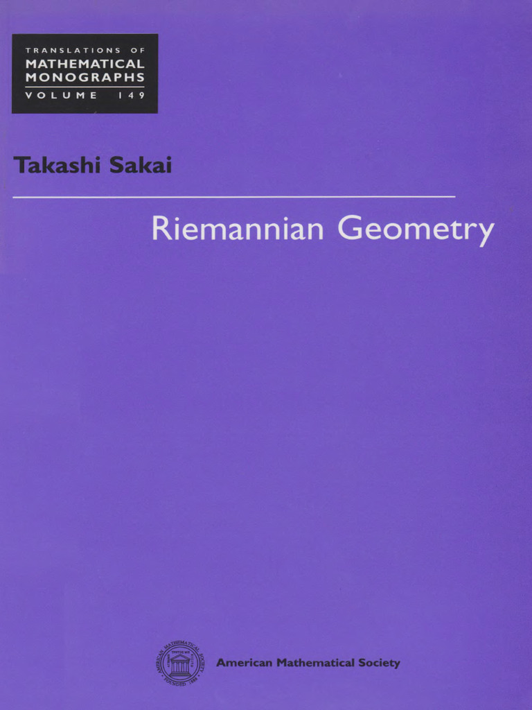 Sakai, Takashi-Riemannian Geometry | PDF