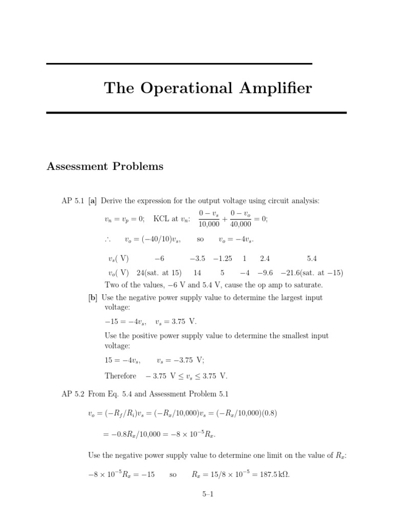 Chapter 5 Solutions - Electric Circuits, 12th Ed, Nilsson-Riedel | PDF | Operational Amplifier ...