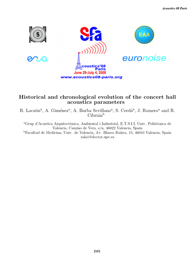 Historical and chronological evolution of the concert hall acoustics ...