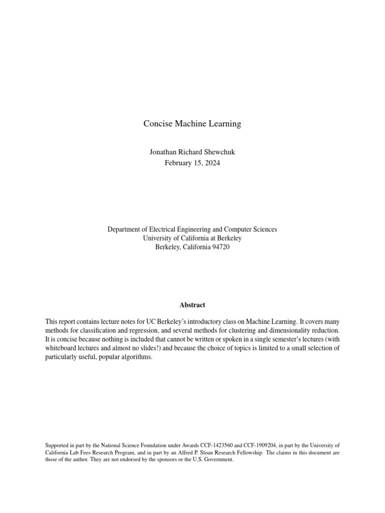 Concise Machine Learning Lecture Notes | PDF | Artificial Neural ...