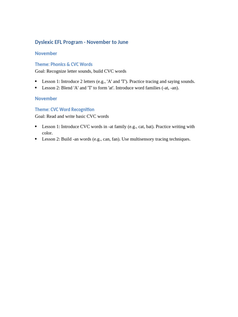 Dyslexic EFL Program Organized | PDF