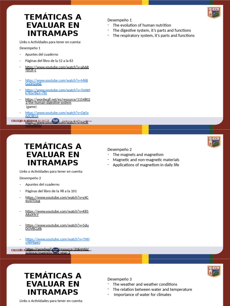 TEMÁTICAS+A+EVALUAR+EN+INTRAMAPS+GRADO+TERCERO | PDF