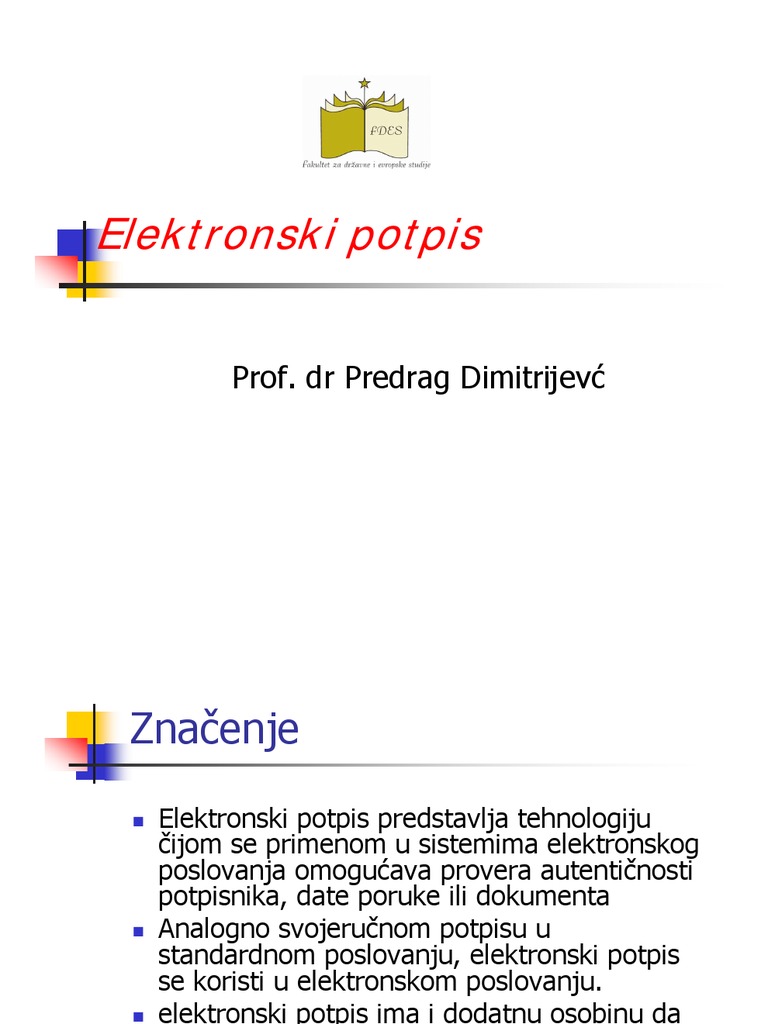 Elektronski Potpis | PDF