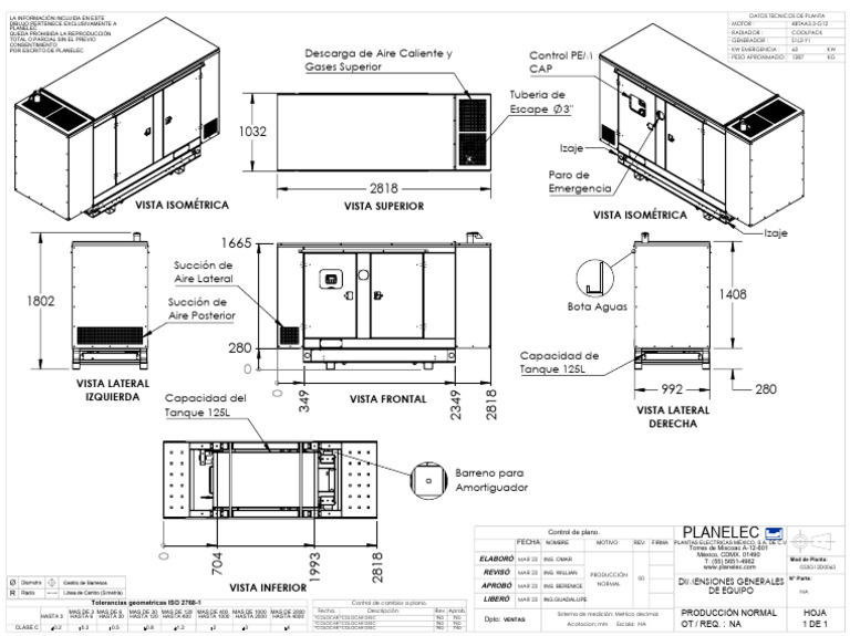 Dimensiones Generales de Equipo Con Caseta 4btaa3.3g12 | PDF