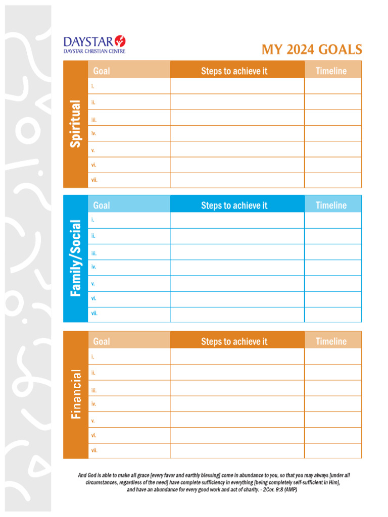 2024 Goal Setting Template | PDF
