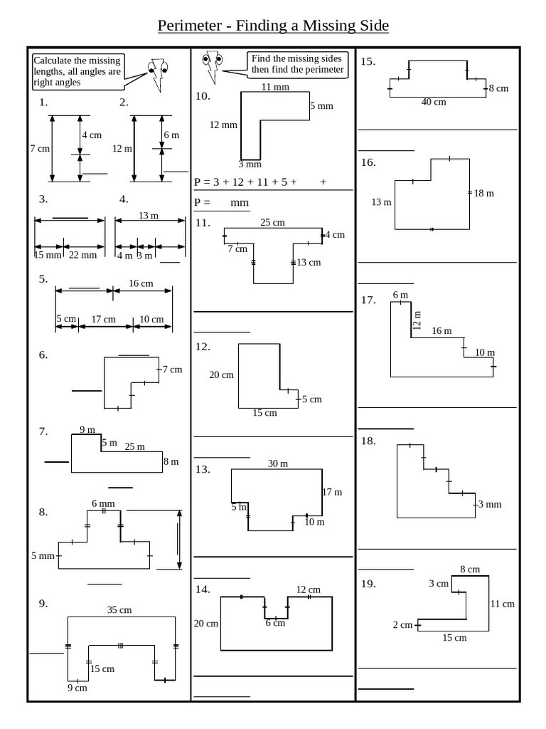 Calculate Missing Sides and Perimeters | PDF | Elementary Geometry ...