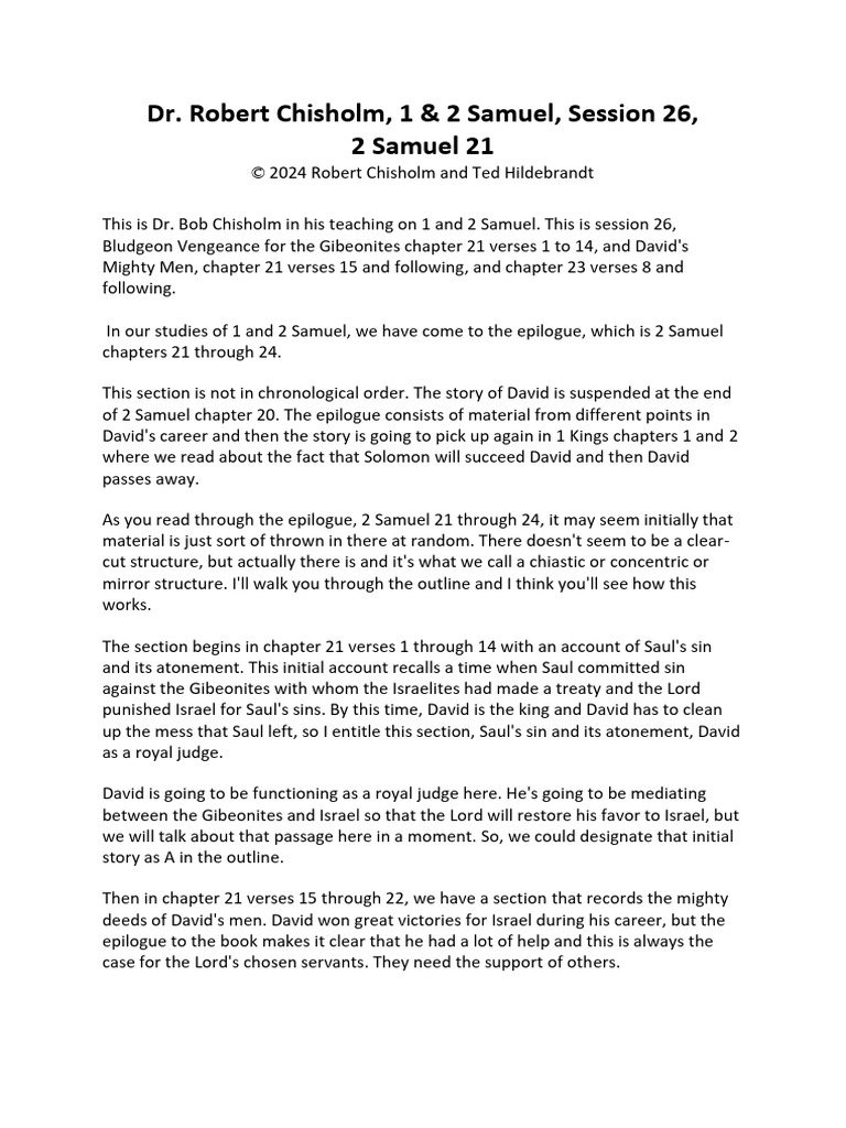 Chisholm Sam en Session26 2sam21 | PDF | Saul | Books Of Samuel