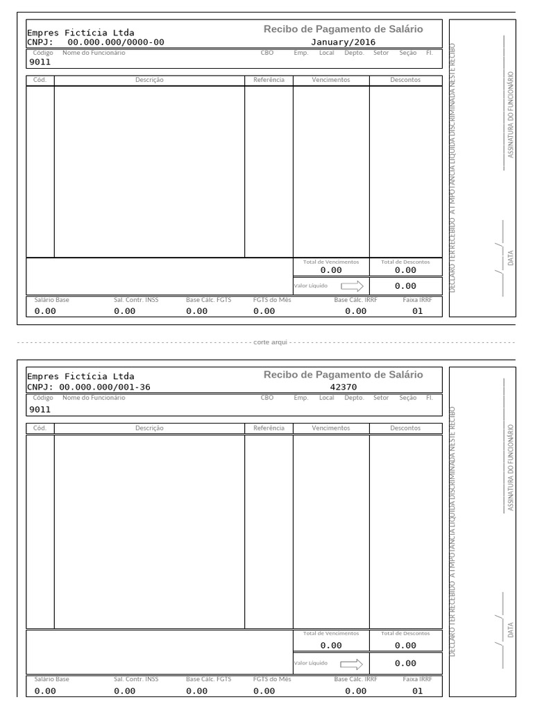 Formulario de Contra Cheque Gratis 1 | PDF | Finanças Públicas | Economias