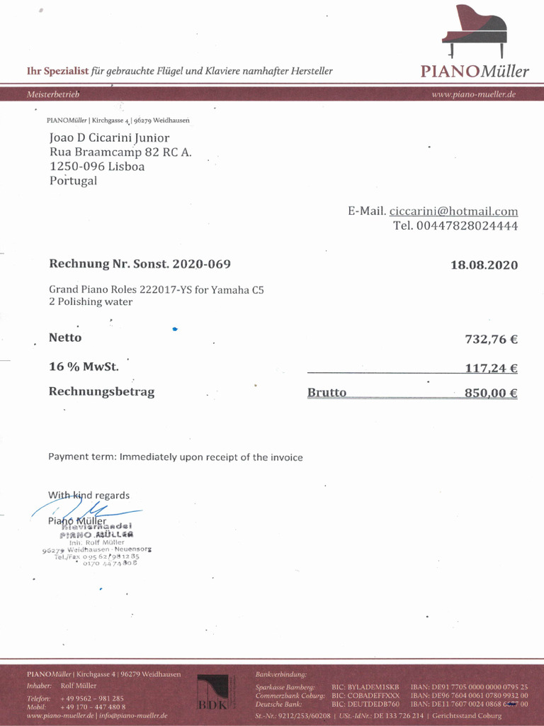 Invoice Piano Müller | PDF