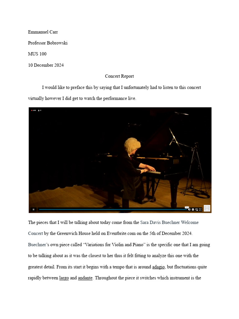 Concert Report | PDF | Tempo | Piano