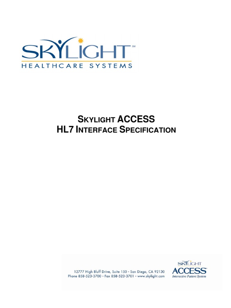 Access Adt Hl7 Specifications V1 1 07 Pdf Transmission Control