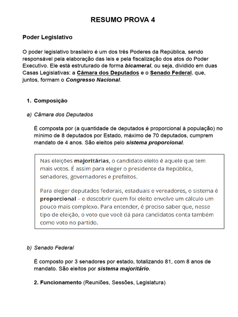 Meu Resumo Prova 4 Constitucional | PDF | Maioria qualificada | Direito Público