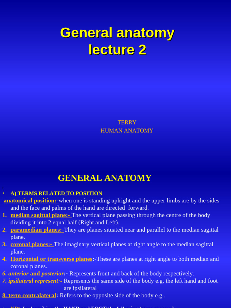 Human Anatomy: General Terms & Concepts | PDF | Bone | Anatomical Terms ...