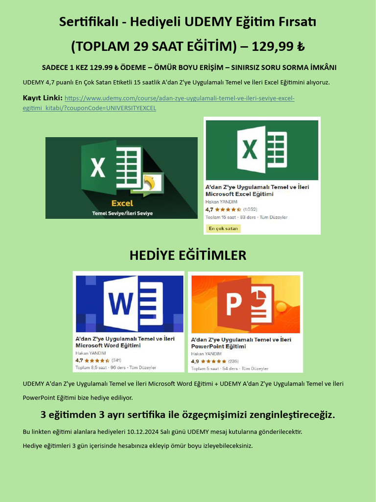 UDEMY Hediyeli Eğitim AFSÜ | PDF