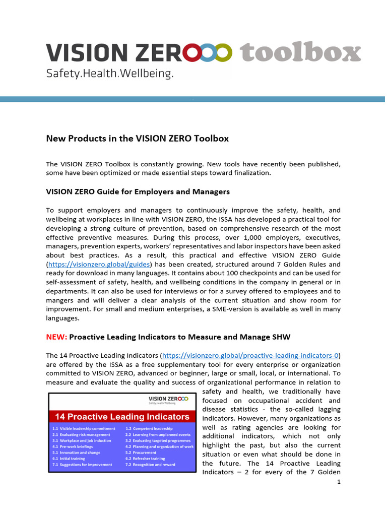 2024-04 VISION ZERO Toolbox-short | PDF | Occupational Safety And ...