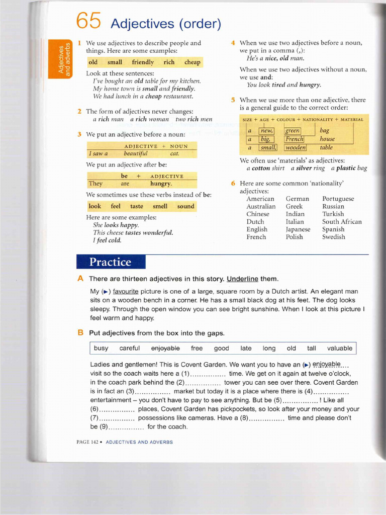 Adjectives High Beginner (Answer Key) | PDF