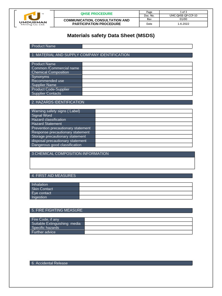 Material Safety Data Sheet | PDF | Toxicity | Hazards