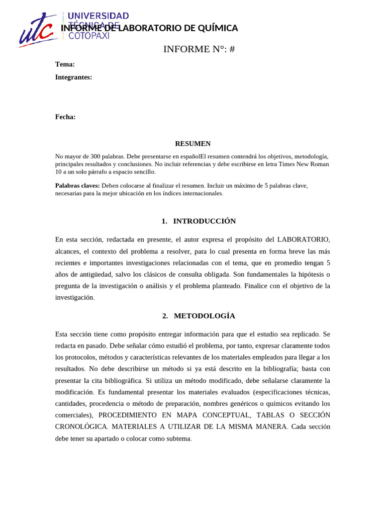 Formato Informe de Laboratorio | PDF | Laboratorios | Science