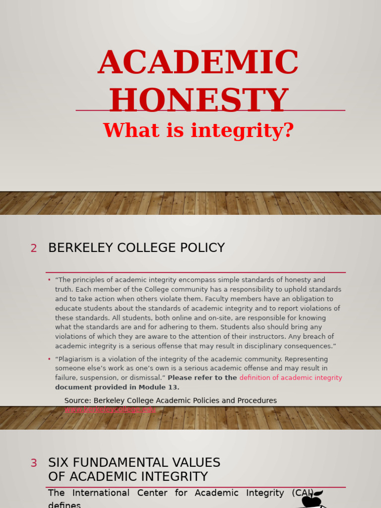 Academic Integrity Presentation | PDF | Academic Integrity | Plagiarism