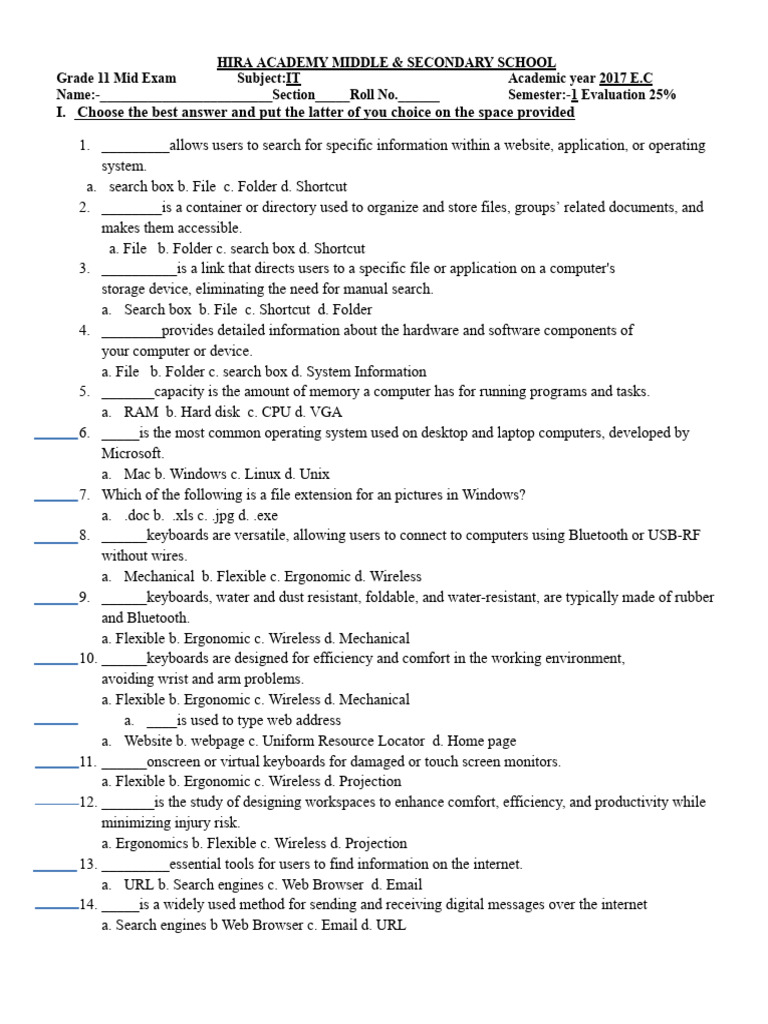 IT Grade 11 Mid Exam by Feriha Final | PDF | Computer File | Icon ...