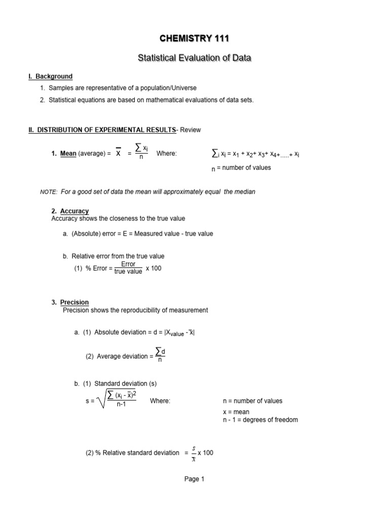 Precision and accuracy notes | PDF