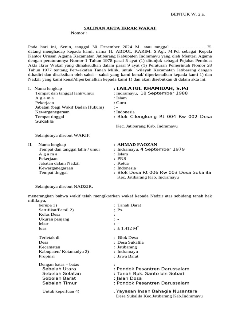 BENTUK W2A Blanko | PDF