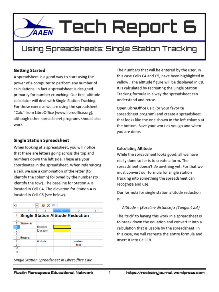 Tr 6 Altitude Calculations Using Spreadsheets | PDF | Spreadsheet | Computing