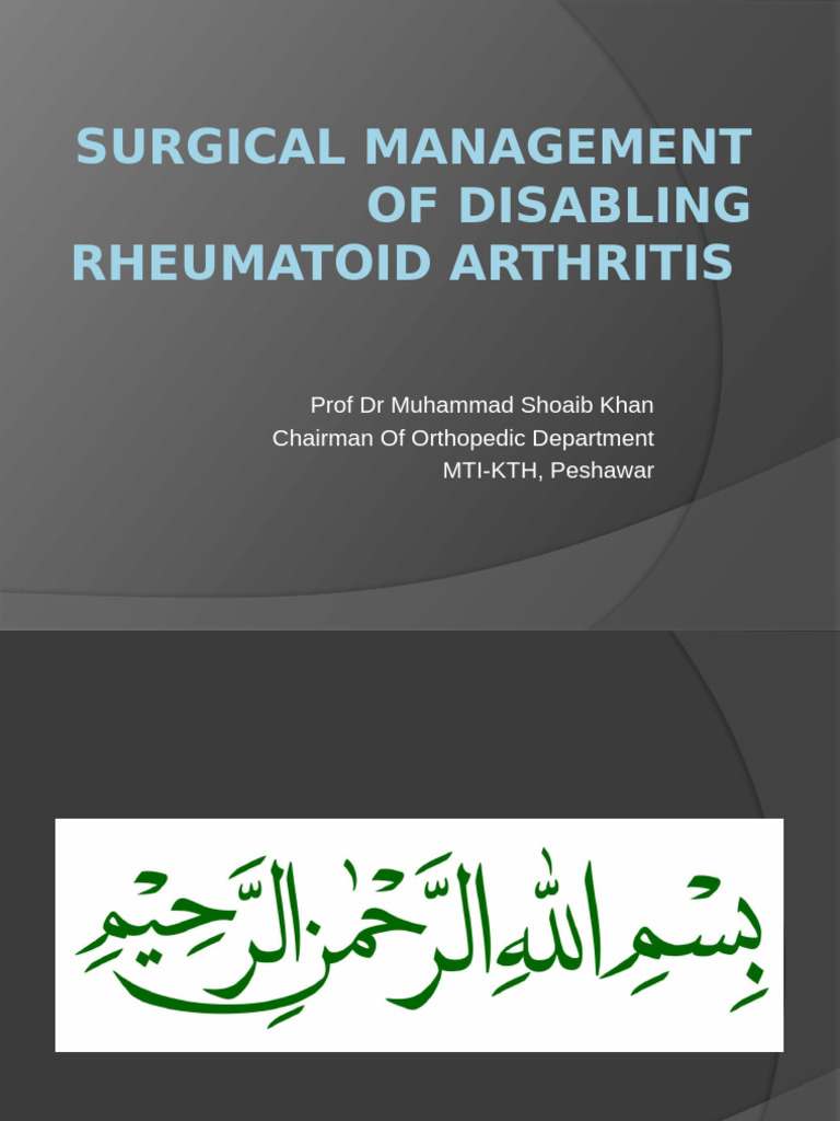 Surgical Solutions for RA Deformities | PDF | Rheumatoid Arthritis | Elbow