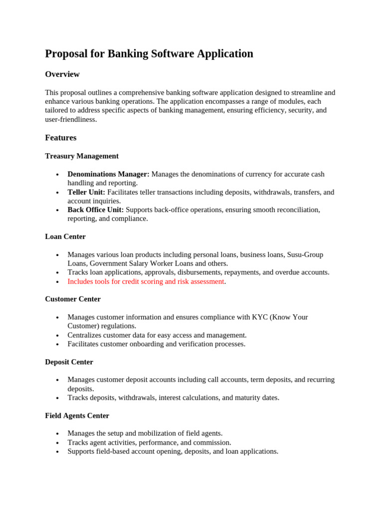 Unique Banking Software Application Proposal | PDF | Software Testing ...