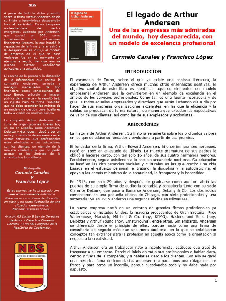 Legado de Excelencia de Arthur Andersen | PDF | Business | Enron