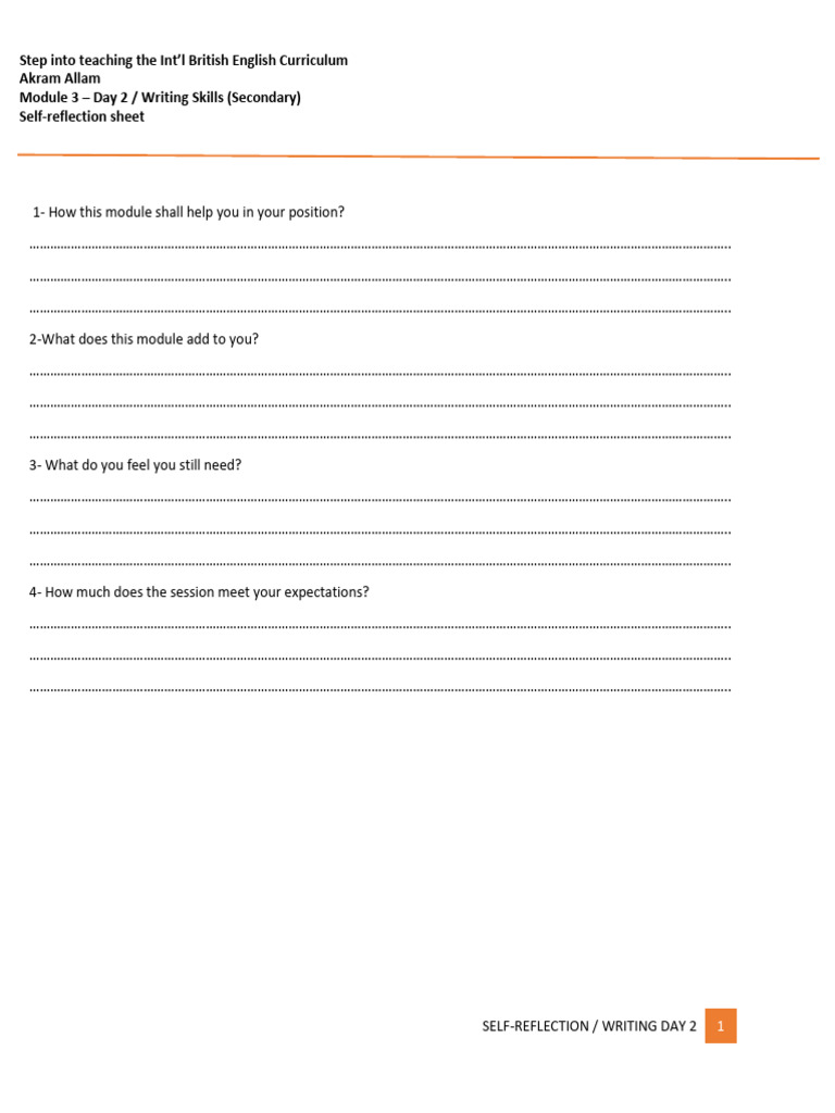 Module three (day 2) self reflection | PDF