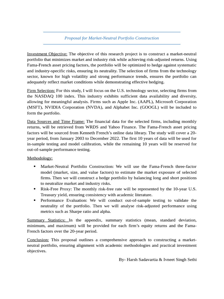 Data Science Assignment 3 Proposal | PDF | Risk | Portfolio (Finance)