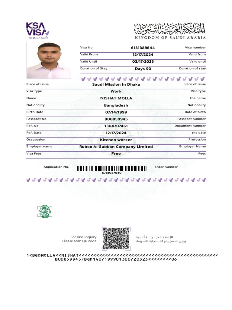 Ksa Visa Sample | PDF